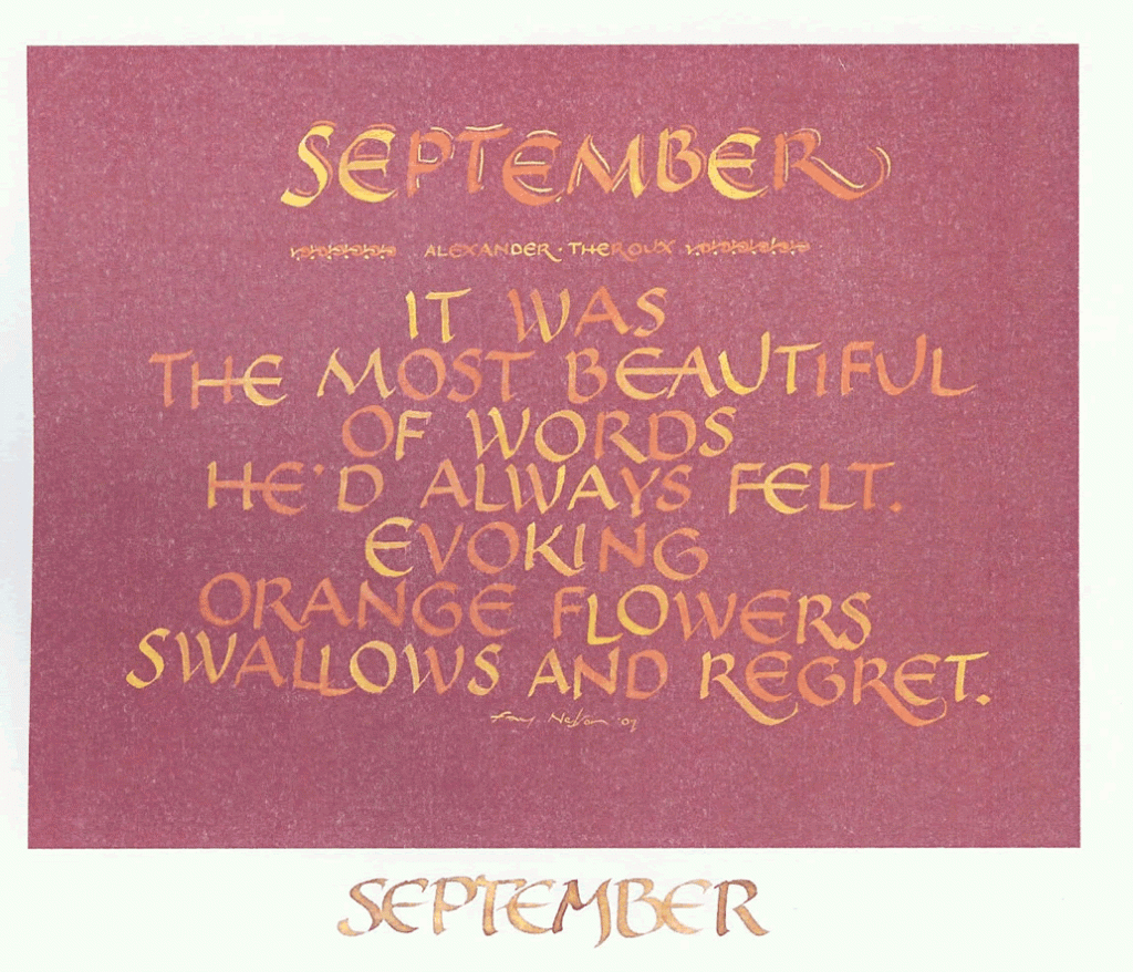 September: Fay Nelson (perpetual calendar) | Westcoast Calligraphy Society