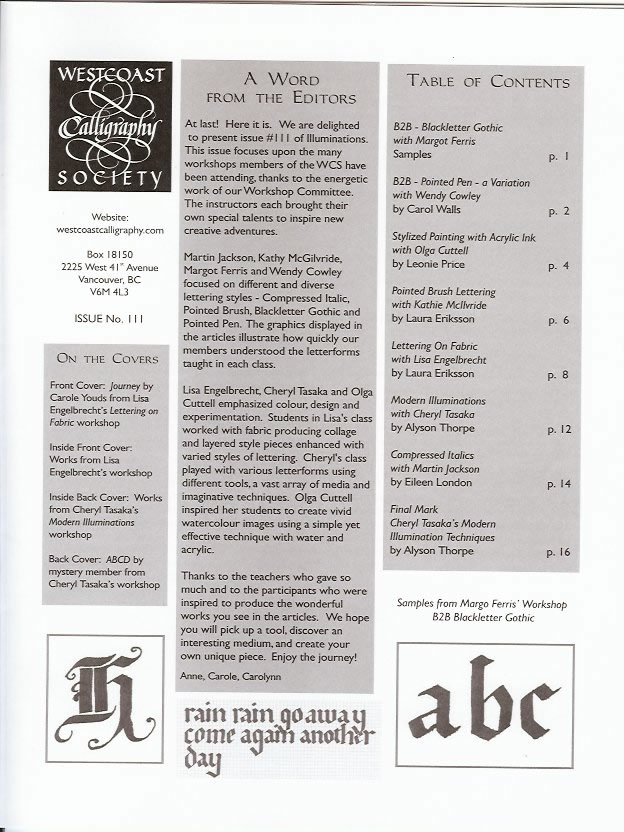 Journal | Westcoast Calligraphy Society